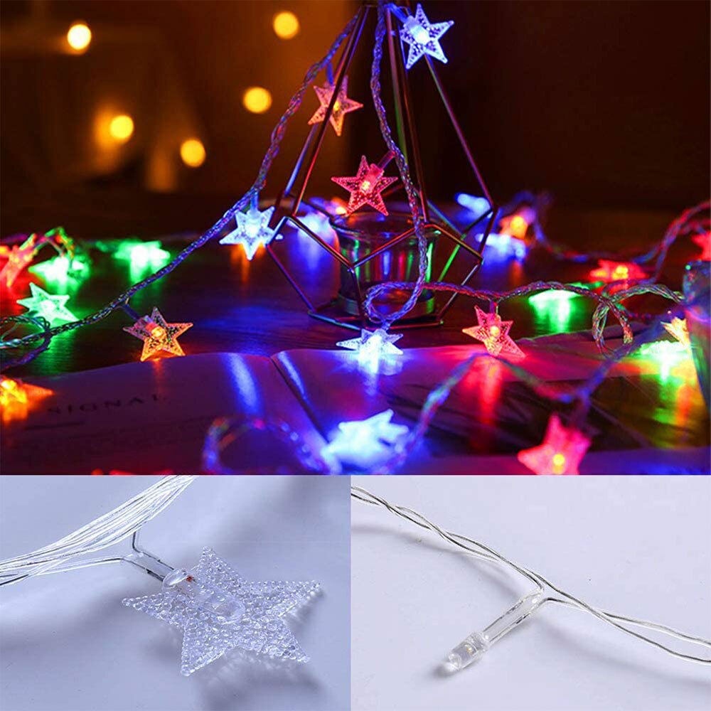 Sir Lumini Colorate SIKS, 6 m, Fir Transparent, LED Tip Stele, 40 Led ...