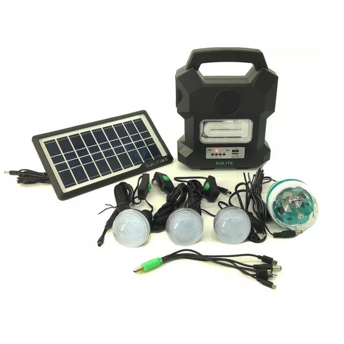 Kit solar portabil Gdlite GD-1000A, USB, bluetooth, radio FM, MP3, 4 ...