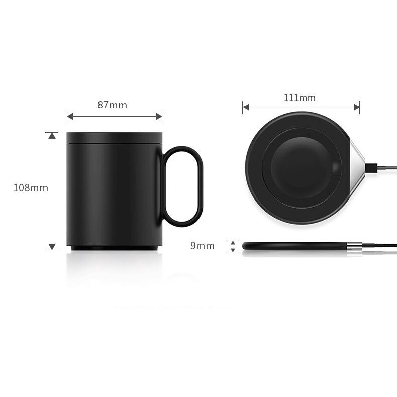 Set cana cafea cu plita + incarcator wireless telefon, ceasca ceramica ...