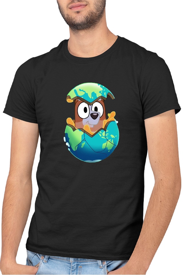 Férfi Póló Bluey Earth Day Savior Cute Dog Animation, Fekete, M méret ...