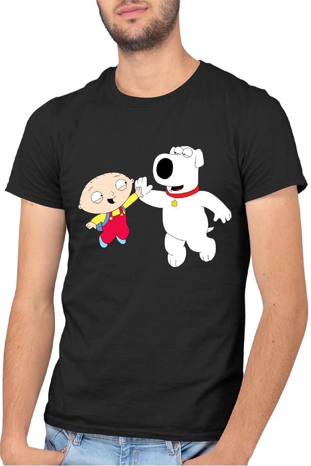 Tricou barbati Family Guy Dog Best Friend Hi5 Animation Cartoons, negru ...
