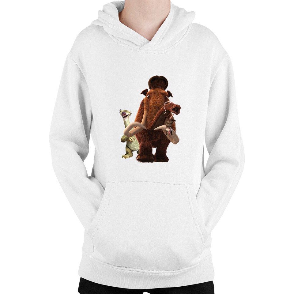 Детски суичър Ice Age Mammal Carnivoran Scrat Steffie Rat Hello, Бял ...