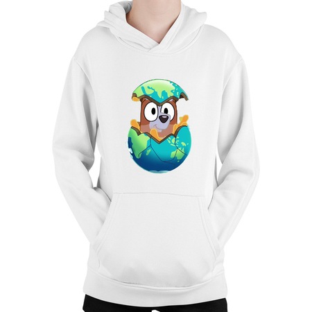 Детски суичър Bluey Earth Day Savior Cute Dog Animation, Бял, Размер ...