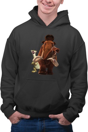 Мъжки суичър Ice Age Mammal Carnivoran Scrat Steffie Rat Hello, Черен ...