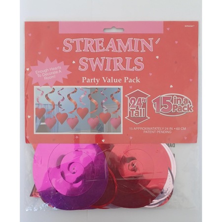 Set de 15 decoratiuni serpentine, Inimioare, rosu si roz, 60 cm - eMAG.ro