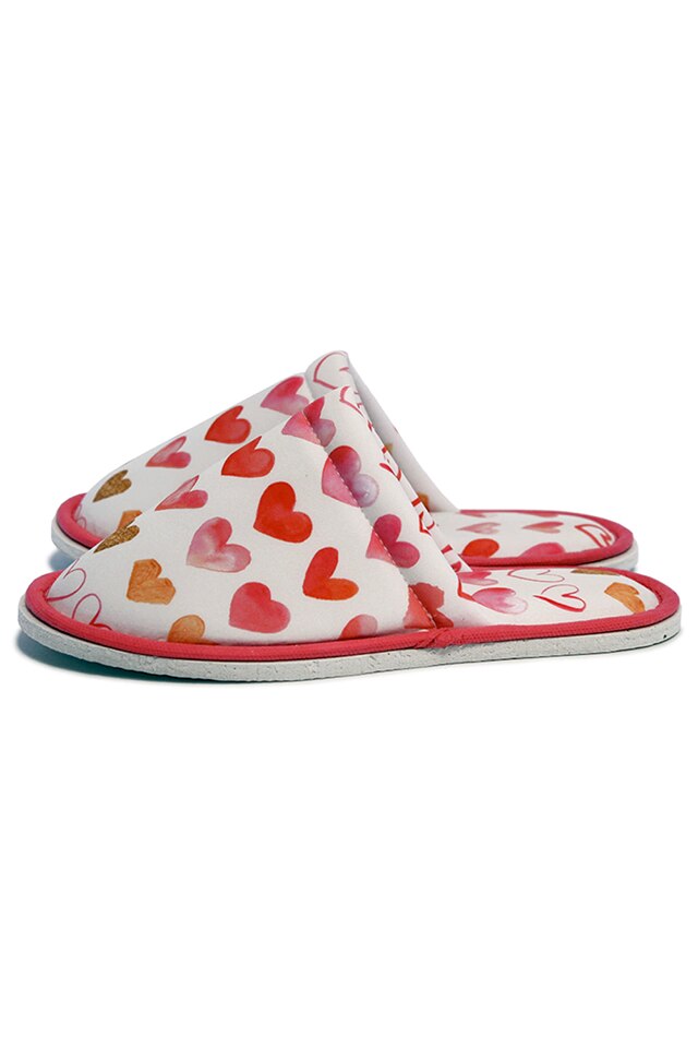 Set 2 perechi papuci dama, Quasar & Co.®, model Hearts, buretati ...