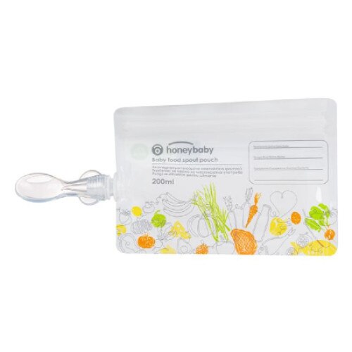 Set 5 Pungute Alimentare Reutilizabile, Pentru Bebelusi, Cu Lingurita ...