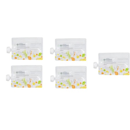 Set 5 Pungute Alimentare Reutilizabile, Pentru Bebelusi, Cu Lingurita ...
