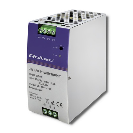 Sursa de alimentare industriala pe sina DIN, Qoltec, 240W, 24V, 10A - eMAG.ro