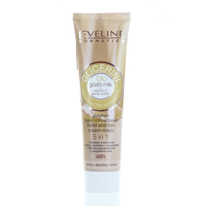 Крем за ръце, Eveline Cosmetics, Козе мляко с органичен глицерин, 5 в 1 ...