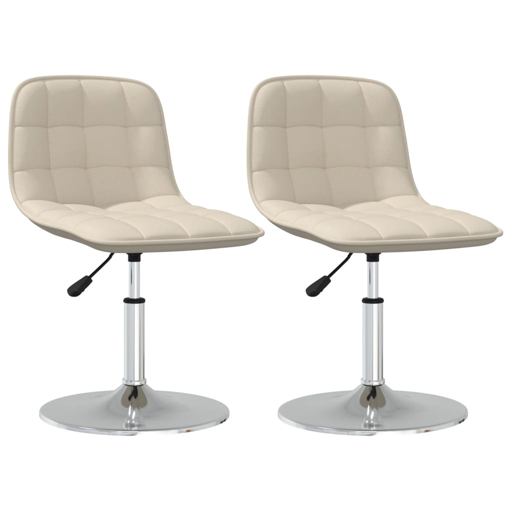 Set Scaune de masa pivotante, 2 buc., crem, textil, structura stabila ...