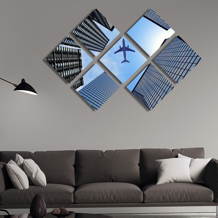Декорация за стена ARTECO design Самолет между Небостръгачите, 7 части ...