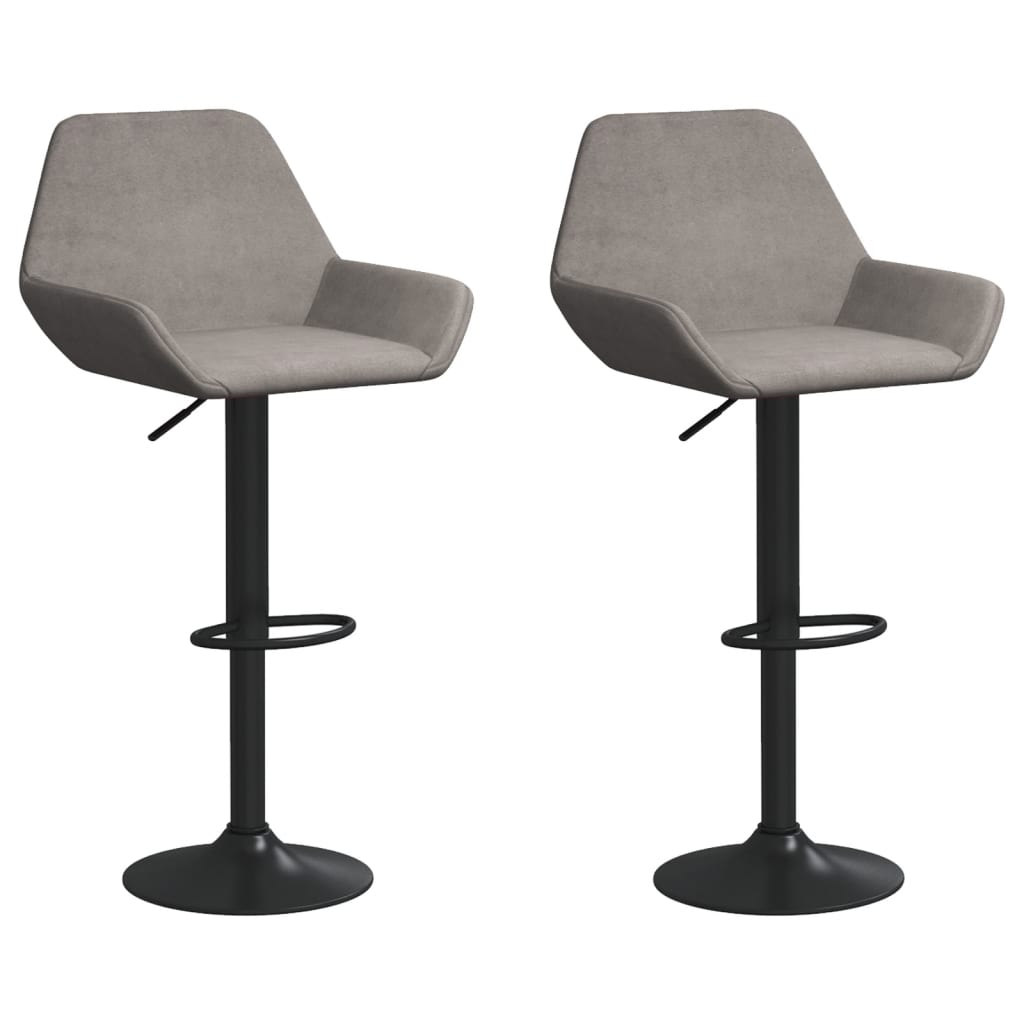 Set Scaune de bar, 2 buc., gri deschis, catifea, 50 x 51 x (91-112) cm ...