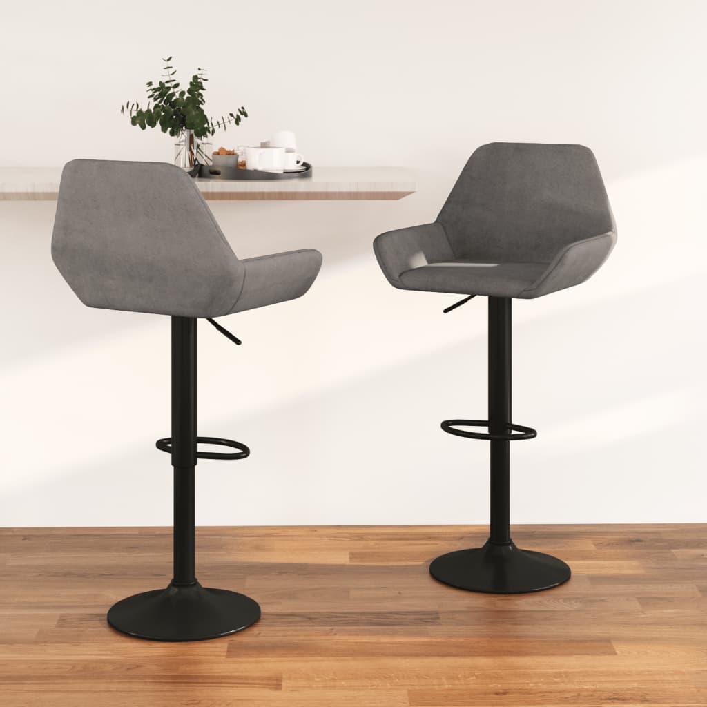 Set Scaune de bar, 2 buc., gri deschis, catifea, 50 x 51 x (91-112) cm ...
