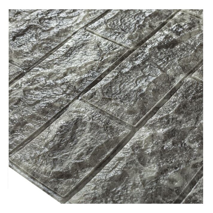 Set autocolant din plastic cu aspect de placi de piatra, Kopenpal, Gri ...
