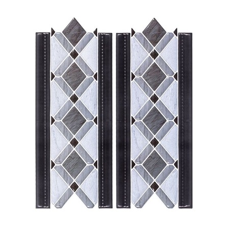 Set autocolant din plastic cu design in romb, Kopenpal, Gri, 30x12 cm ...