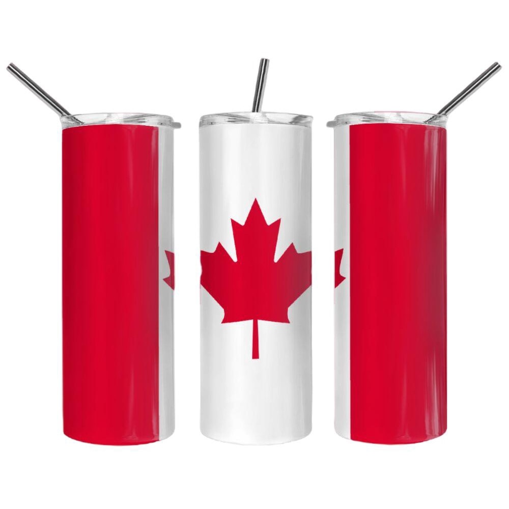 Cana termos, Cu steagul Canadei, Cu pai si perie de curatare, Inox, 600 ...