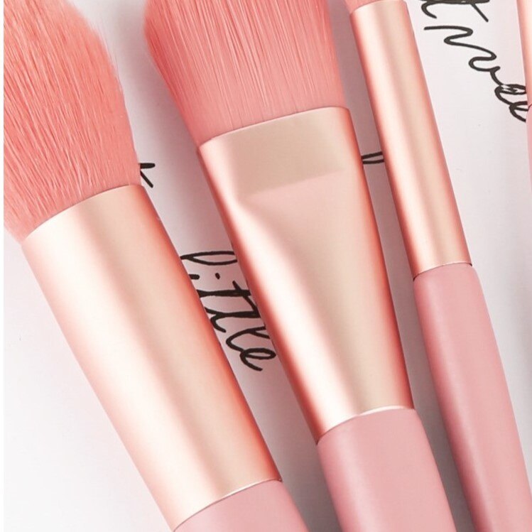 Set 8 bucati, mini pensule de machiaj cu husa roz, Flippy - eMAG.ro