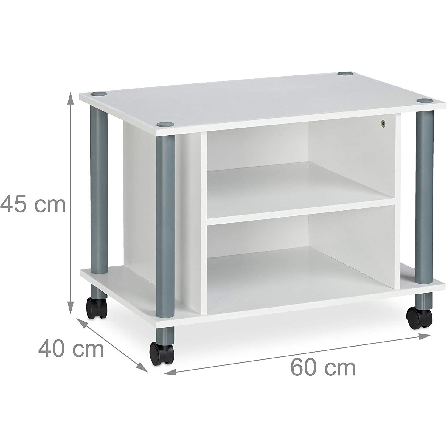 Comoda TV, din lemn cu roti, alb, 45x60x40 cm - eMAG.ro