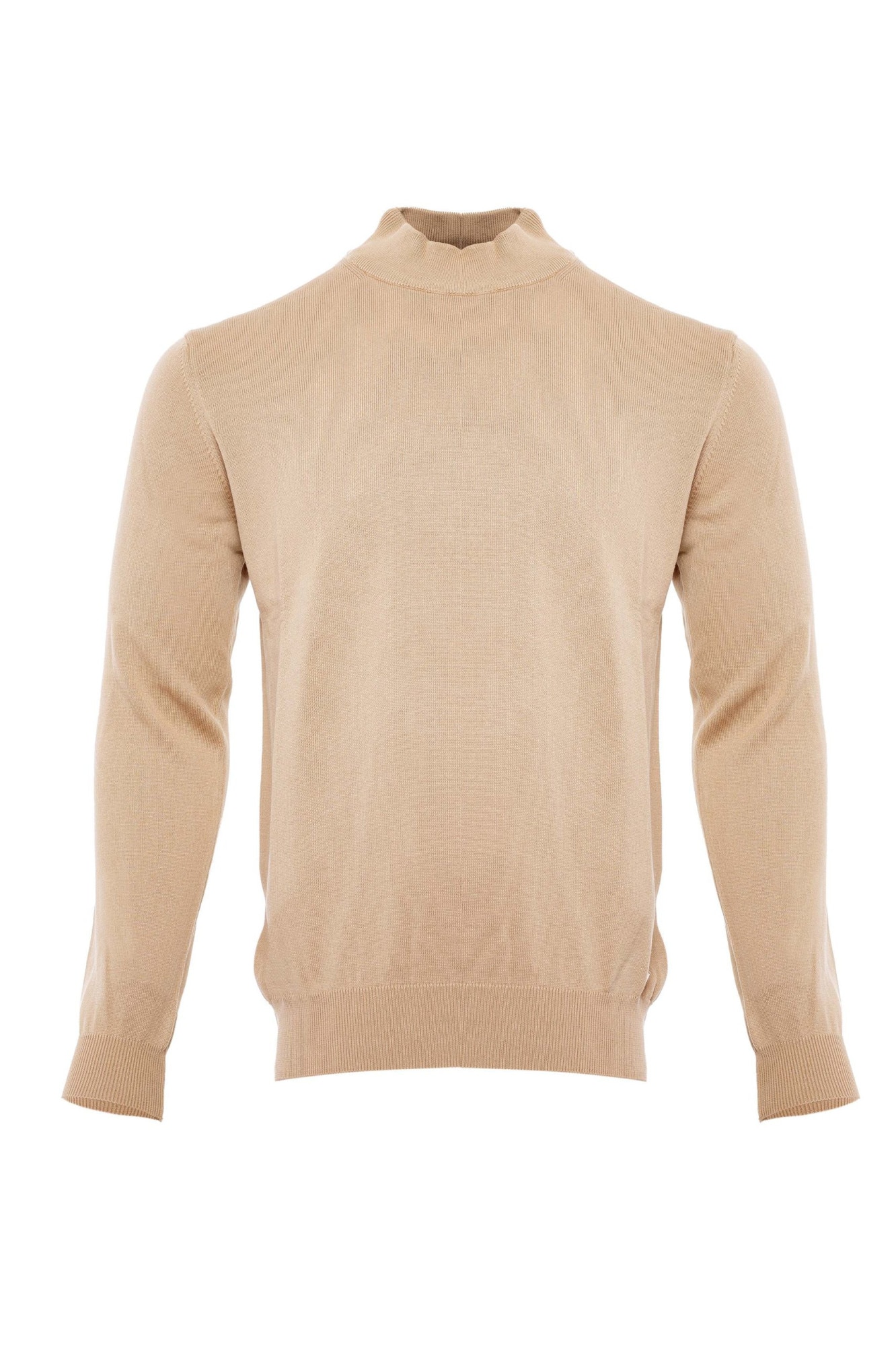 Pulover barbati guler pe gat, de culoare bej, marimea M - eMAG.ro