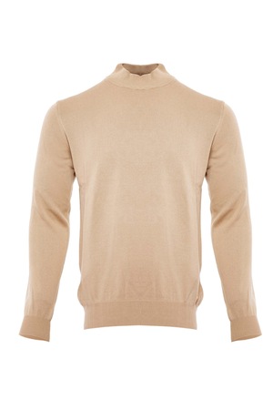 Pulover barbati guler pe gat, de culoare bej, marimea M - eMAG.ro