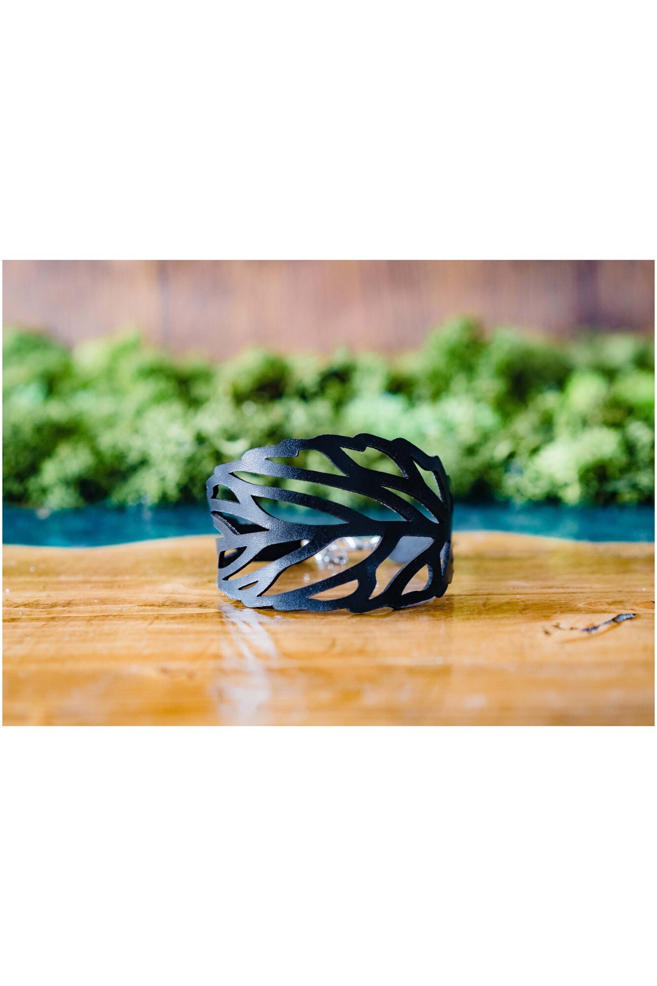 Bratara dama, Acacia, piele naturala, negru, 5x16 cm - eMAG.ro