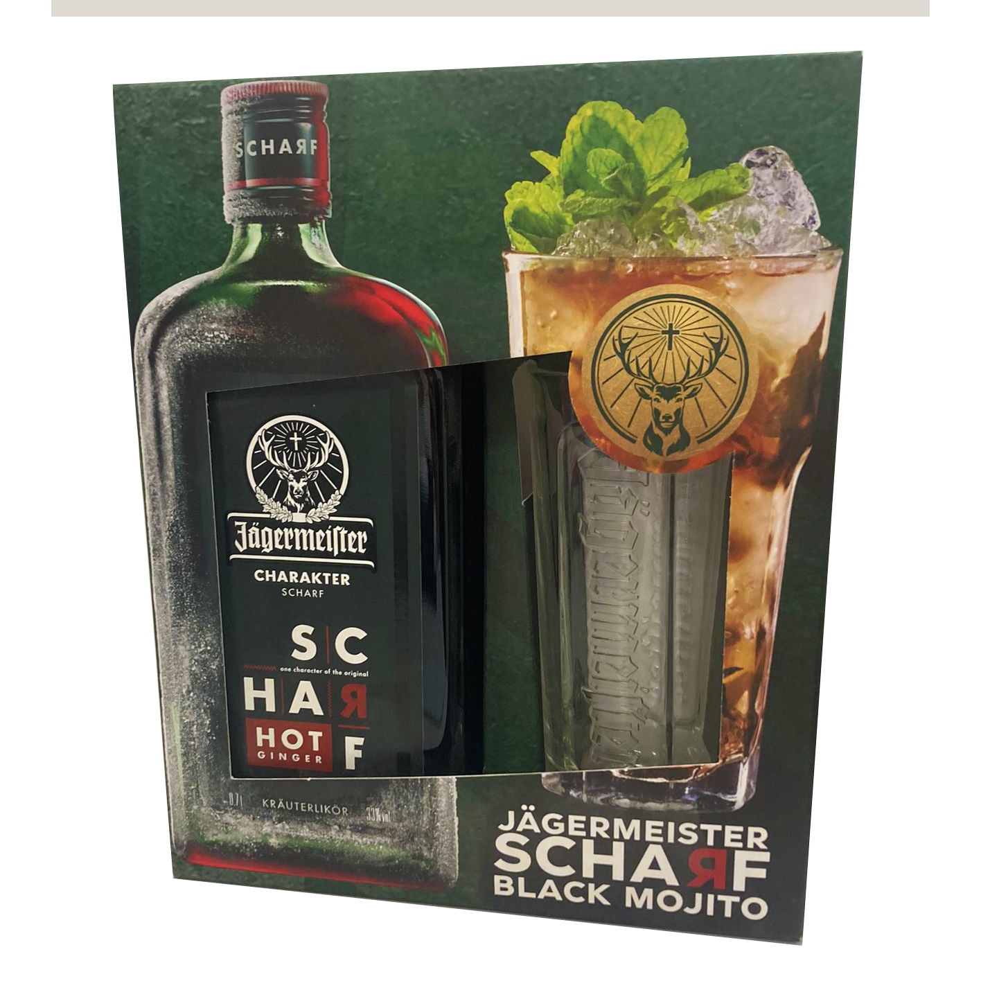 Jagermeister Scharf 33%, 0.7l + Pahar Mohito - eMAG.ro