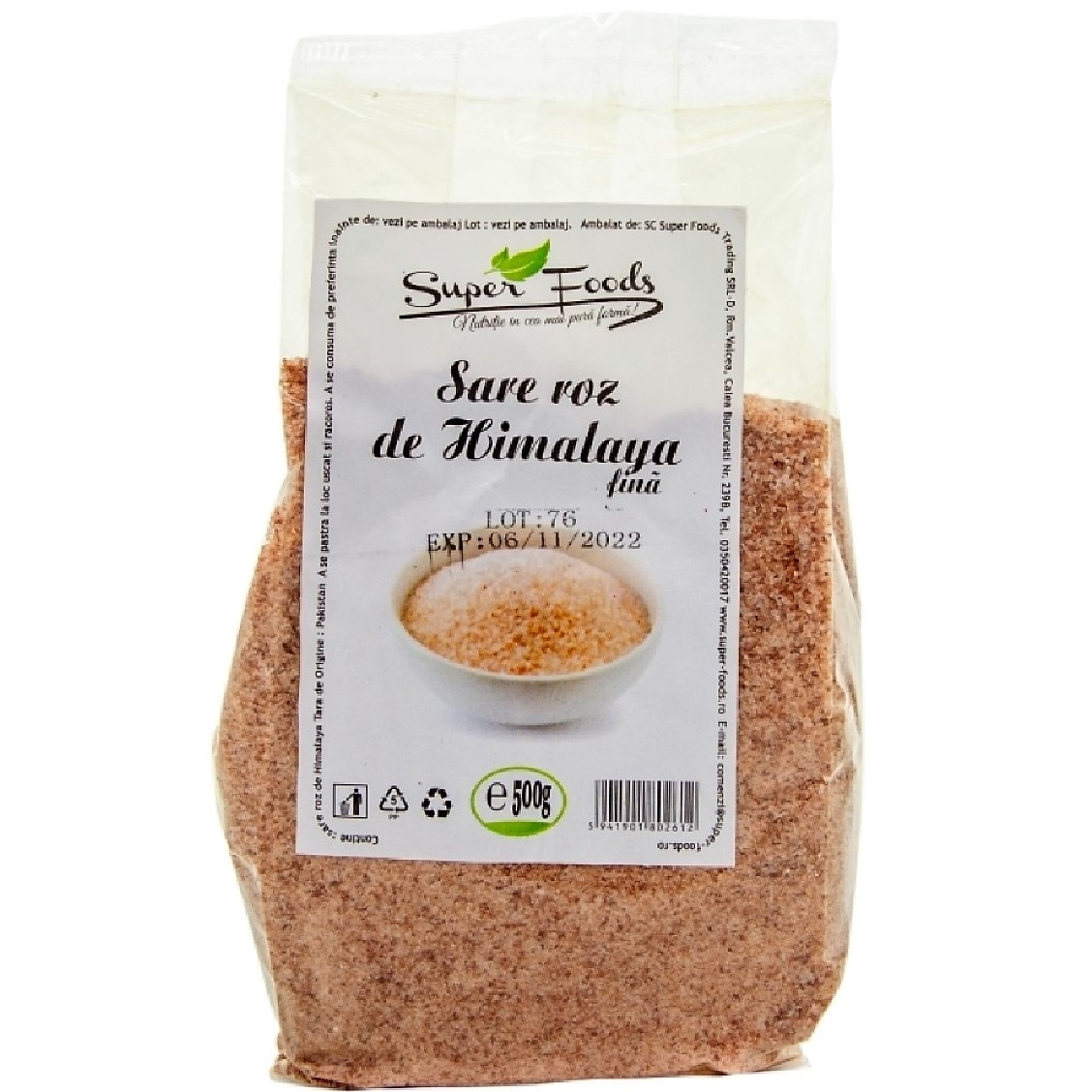 Sare roz de Himalaya fina, 500 grame, SuperFoods - eMAG.ro