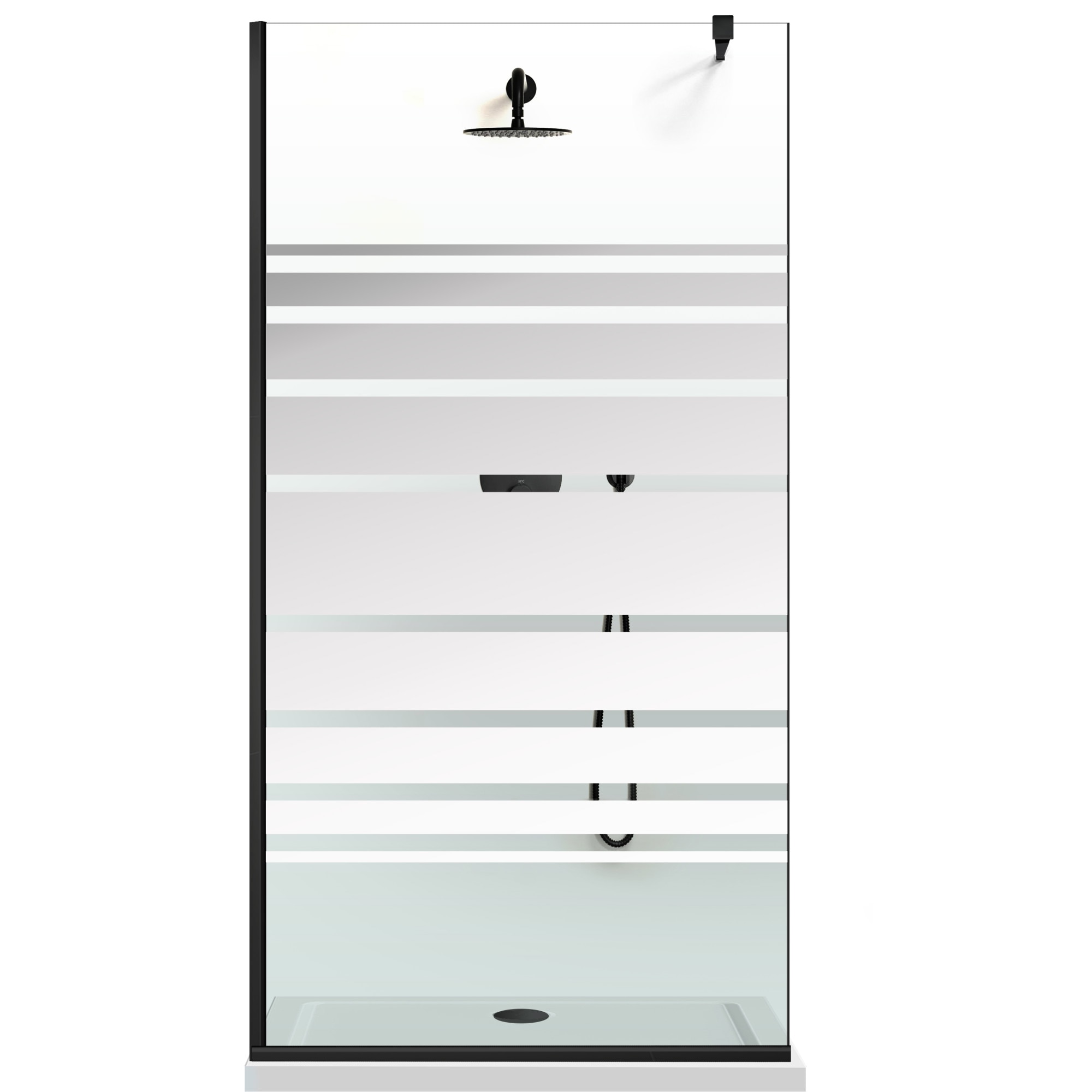 Paravan dus walk-in Aqua Roy ® Black negru mat, model MULTILINE incolor ...