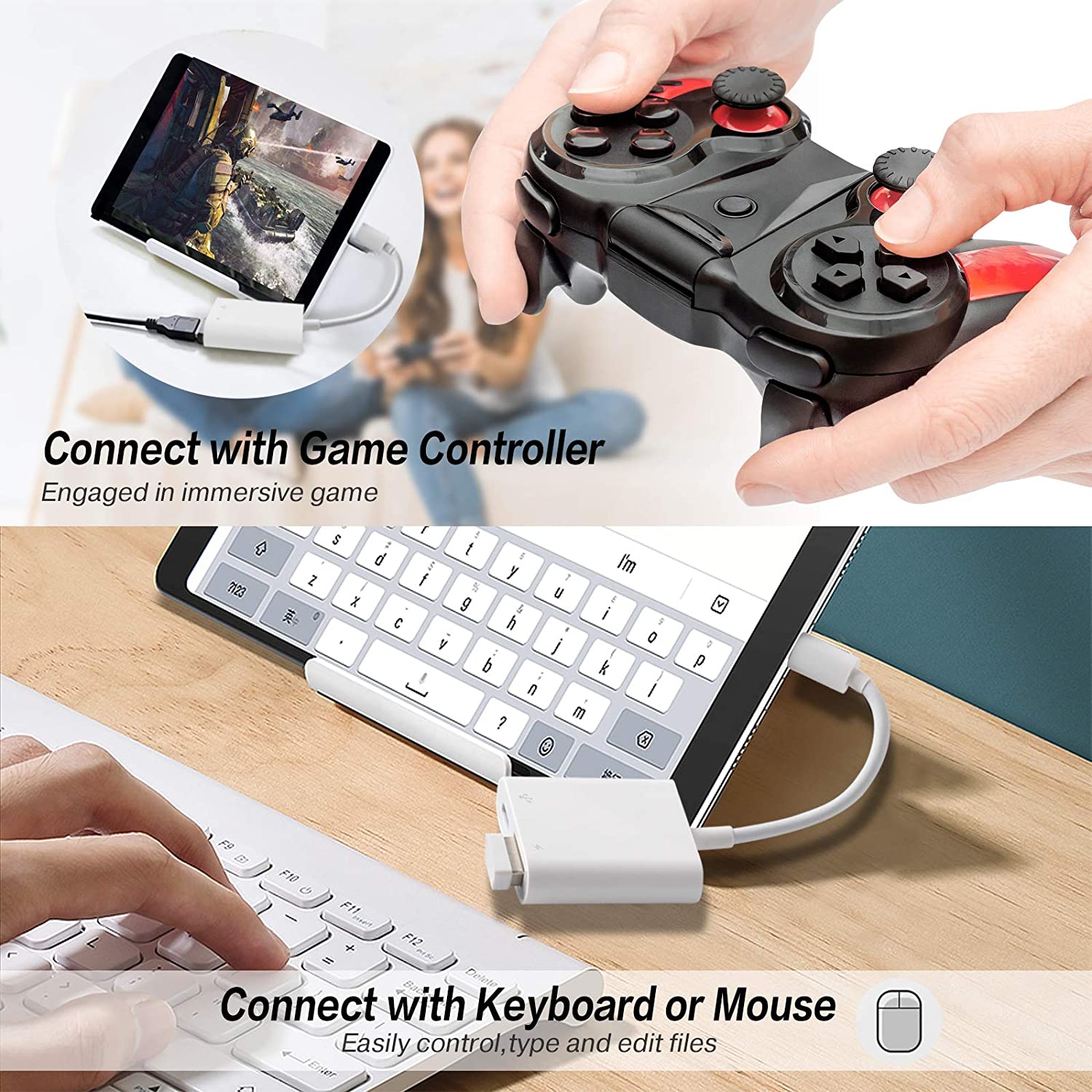 Adaptor telefon, HNSMART, USB-C/USB/Lightning, Alb - eMAG.ro
