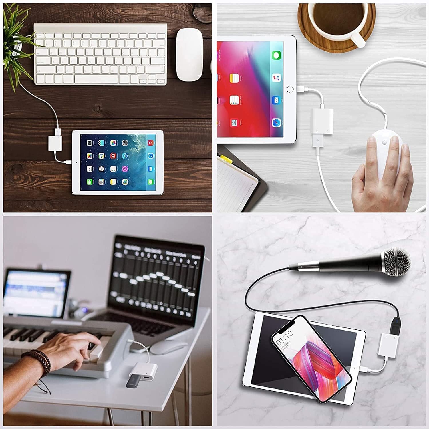 Adaptor telefon, HNSMART, USB-C/USB/Lightning, Alb - eMAG.ro