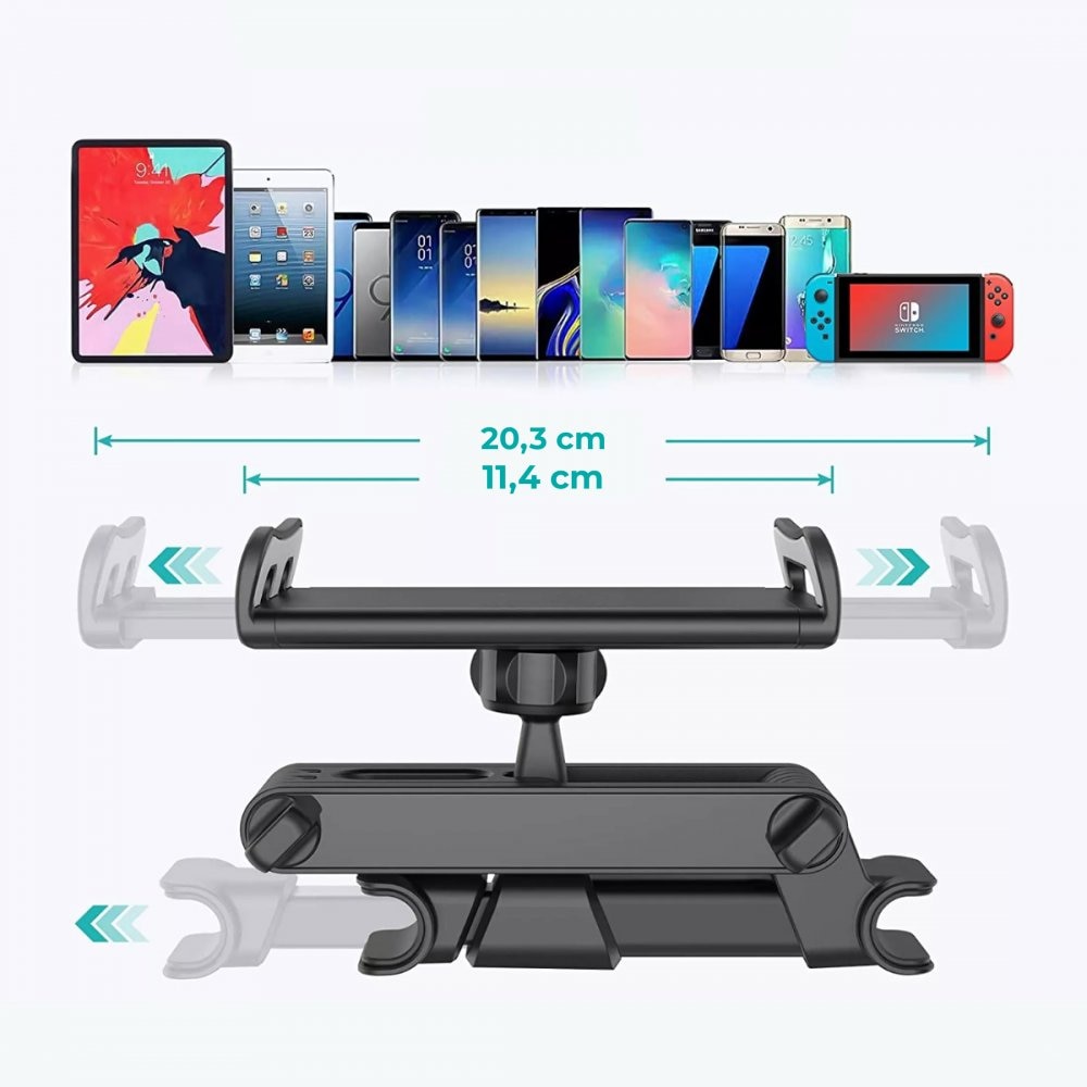 Autóba való összecsukható tablet- és mobiltelefon tartó-BLACK - eMAG.hu