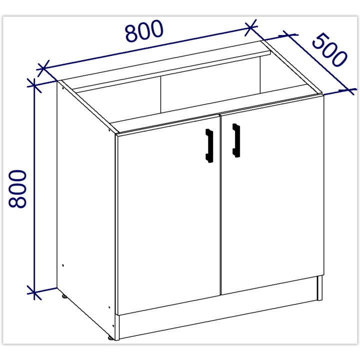 Corp baza 2 usi START 80X80X50, Fronturi PAL Fag, Manere Satin ...