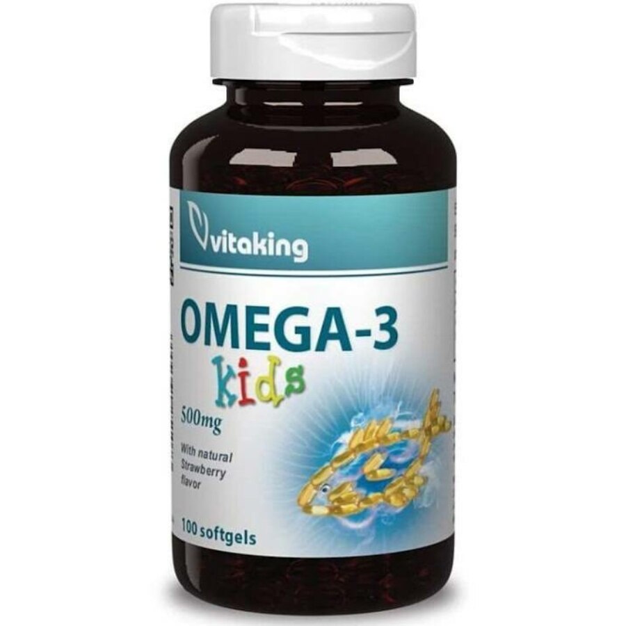 Ulei de peste Vitaking, Pentru copii, 500 mg, Capsule, 100 bucati - eMAG.ro