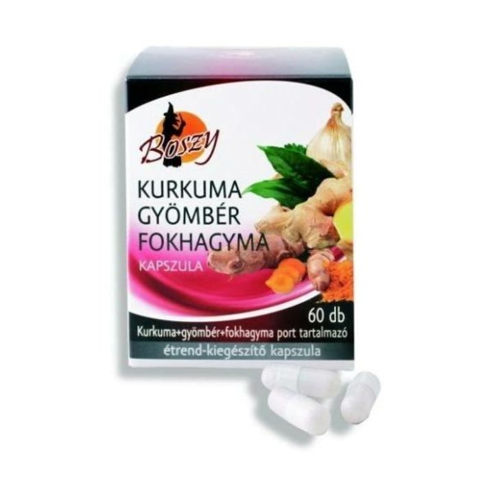 Capsule turmeric/ghimbir/usturoi Boszy, 60 bucati - eMAG.ro