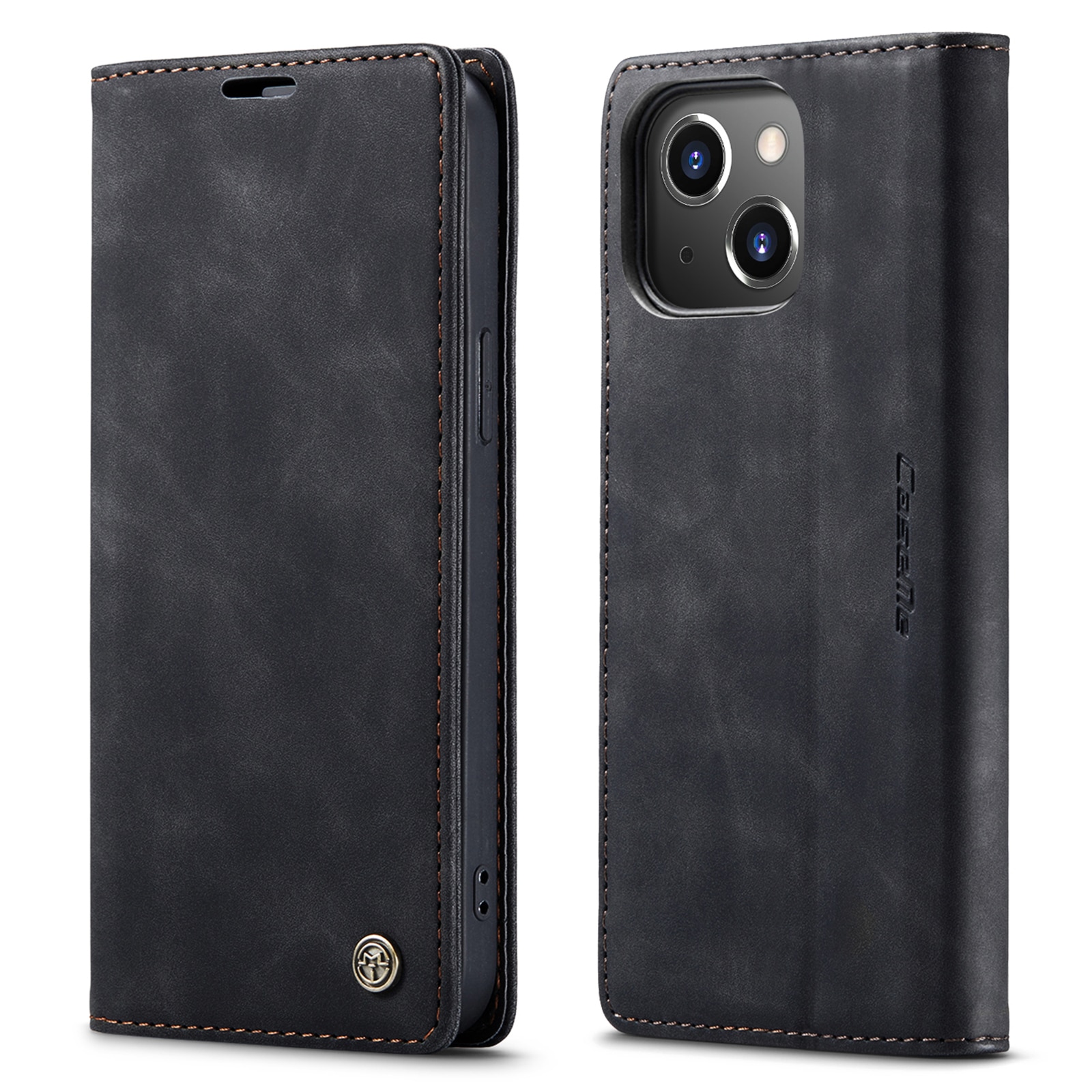 Калъф за iPhone 14 Plus, CaseMe, slim, кожен, тип портфейл, стойка ...