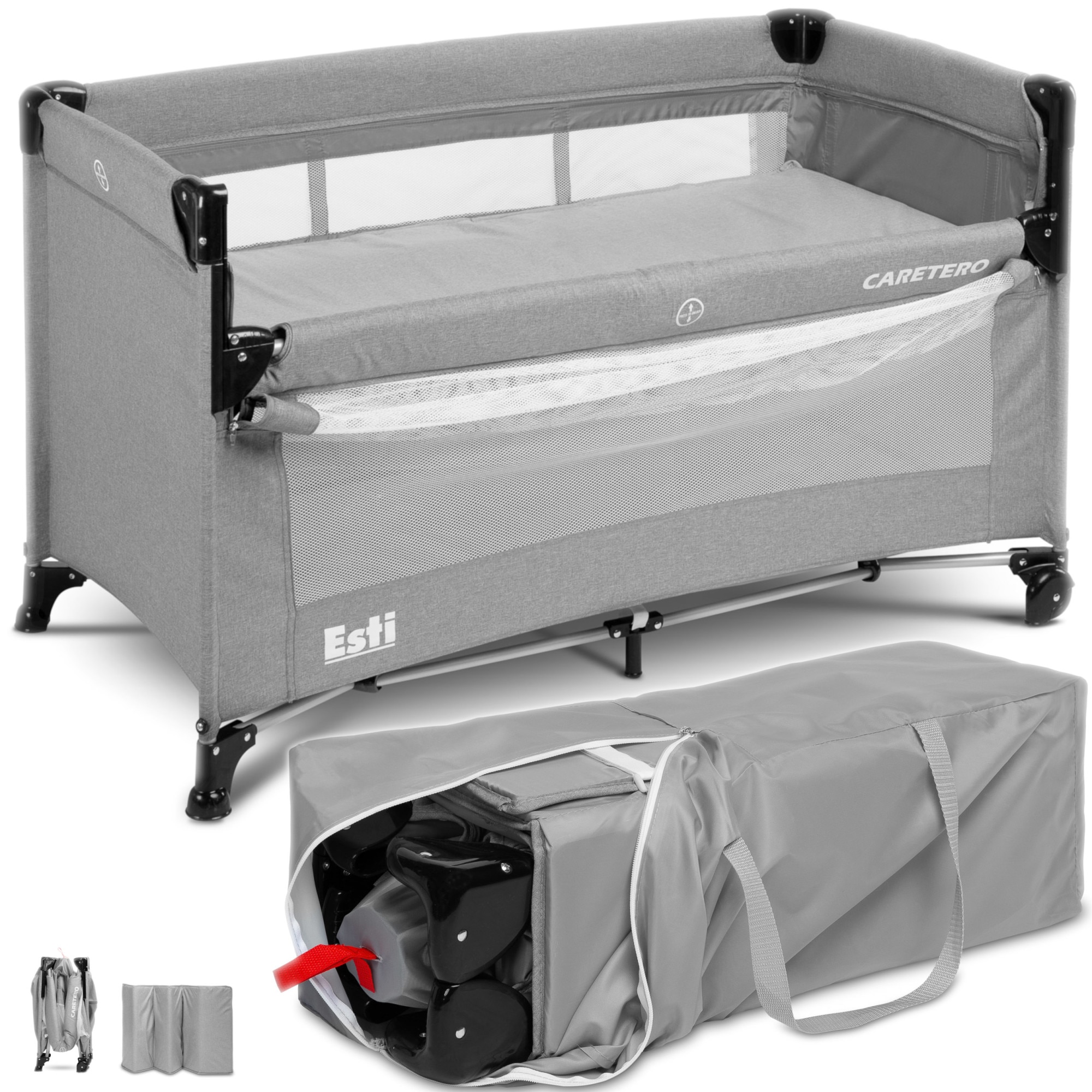 Patut pliabil turistic pentru copii cu etaj suplimentar si laterala ...