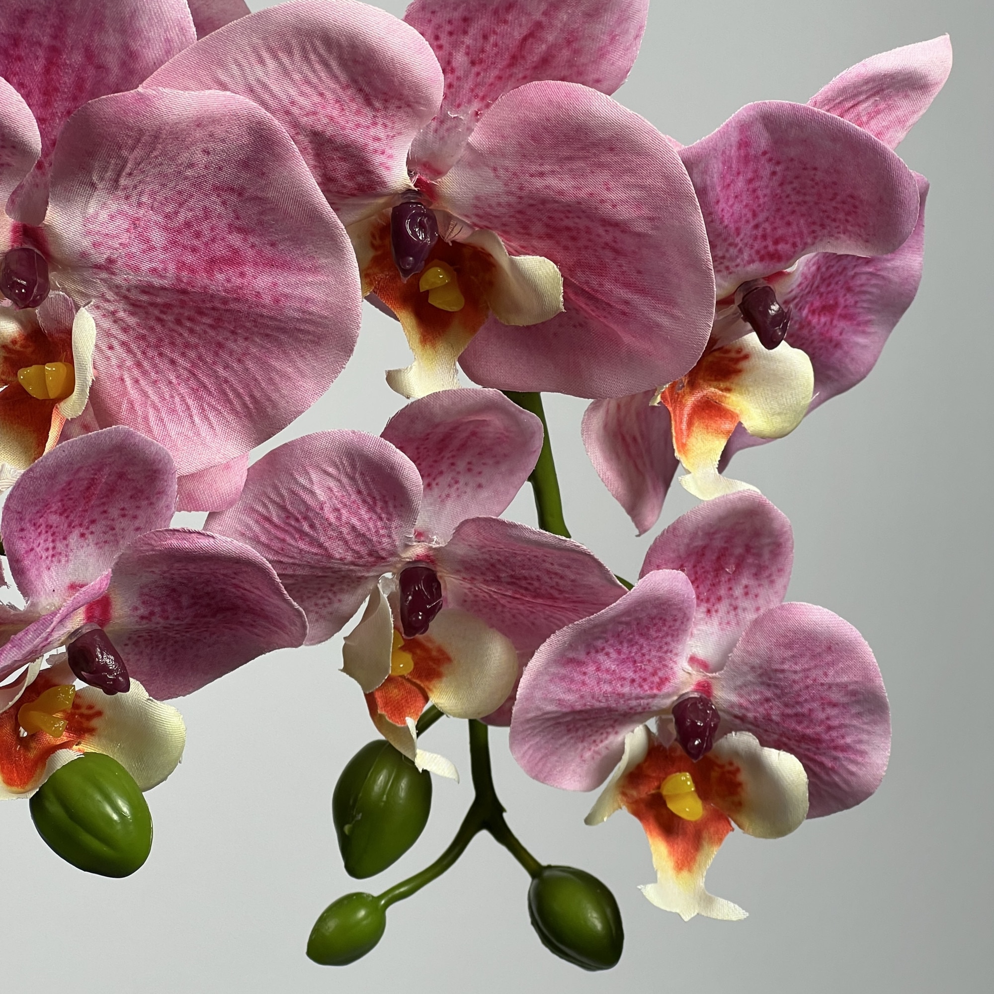 Orhidee artificiala roz, doua fire, ghiveci de plastic alb, 53 cm - eMAG.ro