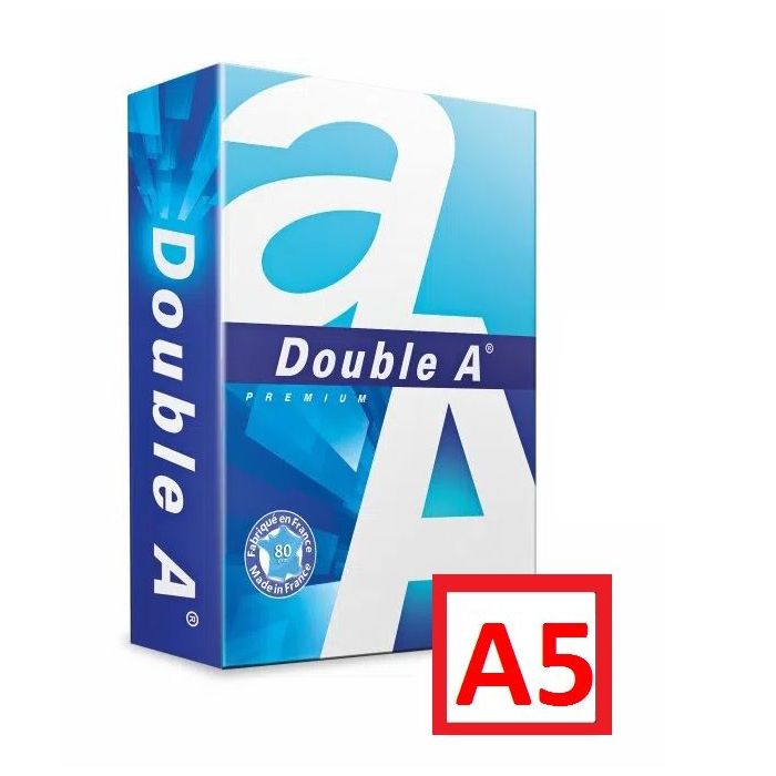 Копирна хартия, A5, 80g/m2, 500 листа/горна, клас A, Double A, Бял ...