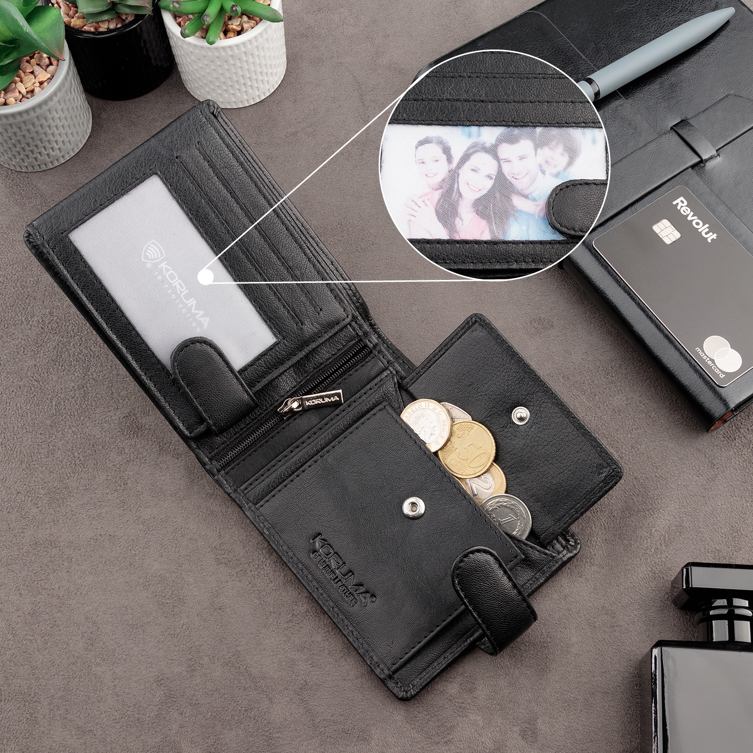 Portofel barbati din Piele Naturala, Protectie RFID, Buzunar Carte de ...