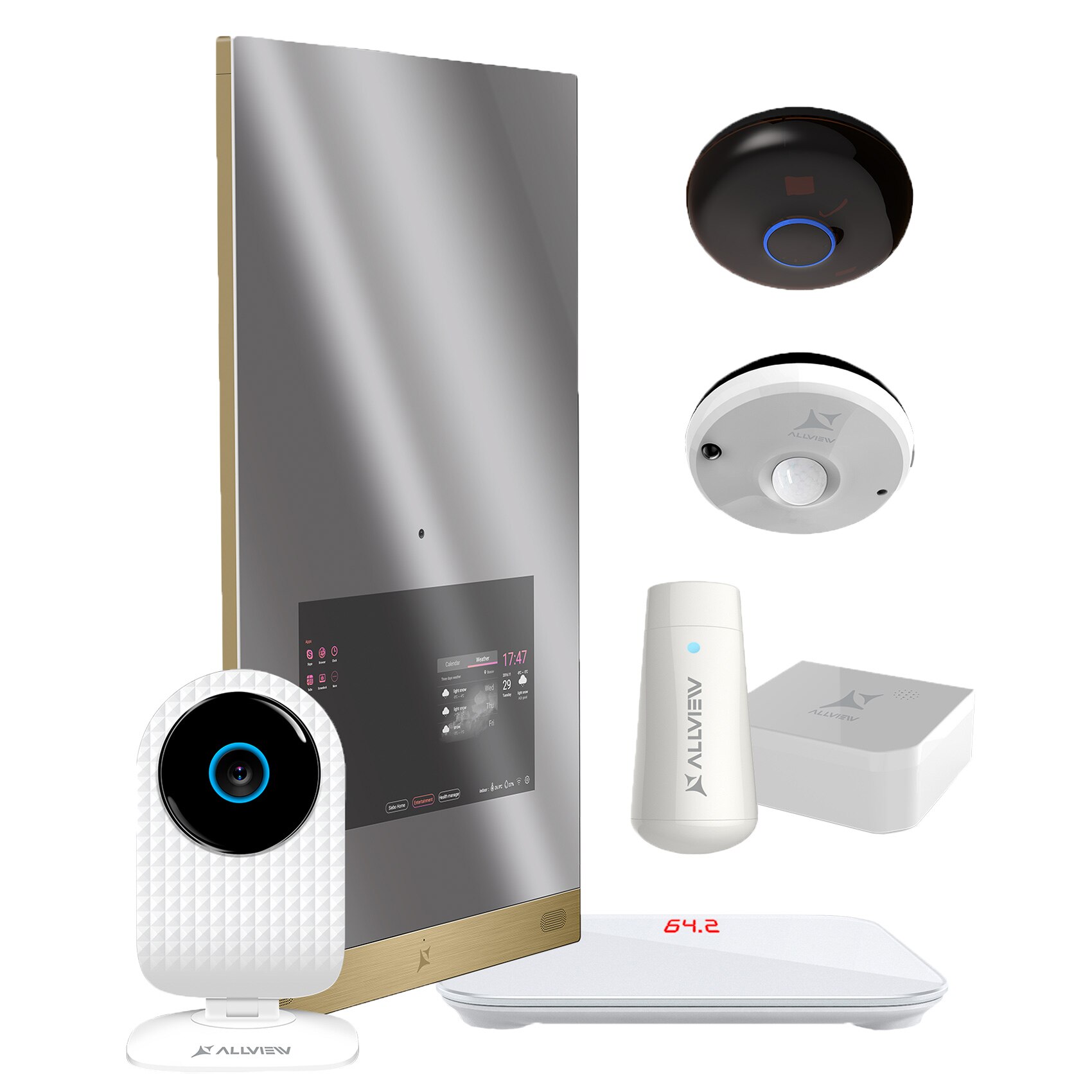 Комплект Smart Home Allview, Smart Mirror 2+, Златист - eMAG.bg