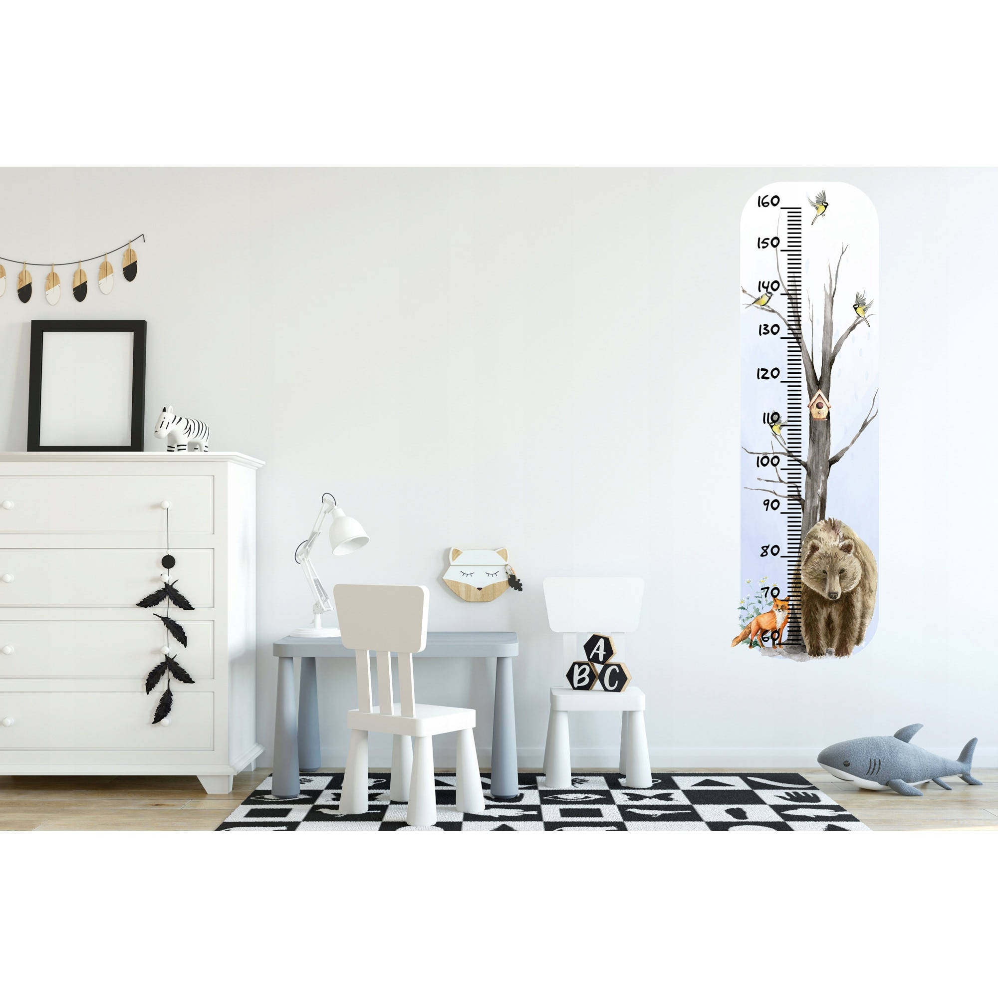 Autocolant de perete pentru masurarea inaltimii, Animale, 110x40 cm ...