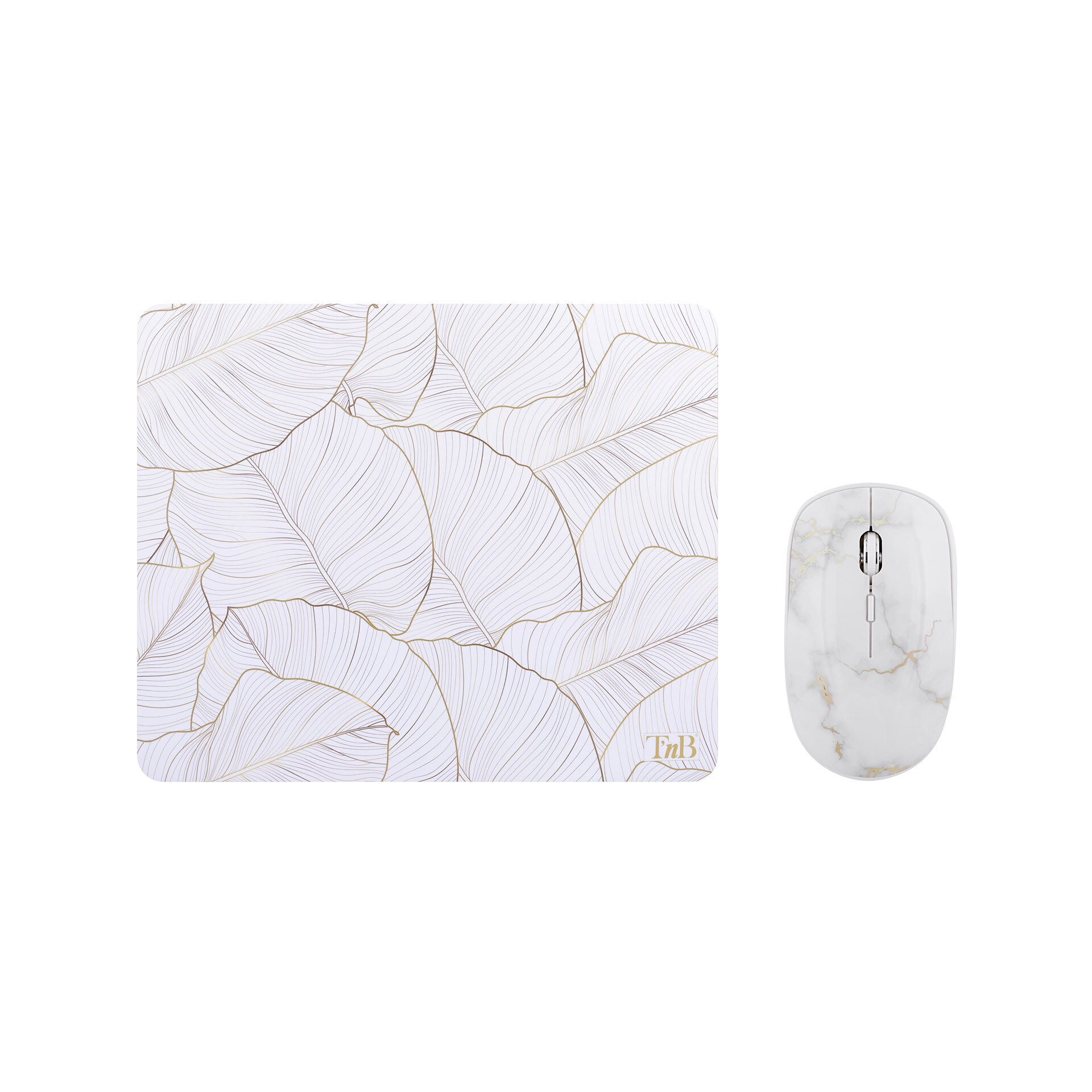 Set mouse + mousepad, TNB, Alb/Auriu - eMAG.ro