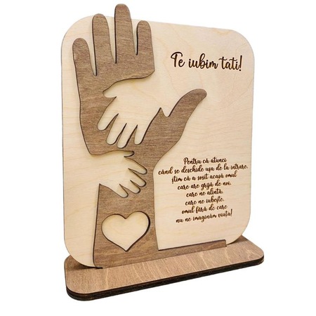 Placuta din lemn, cu doua maini, pentru tata - eMAG.ro