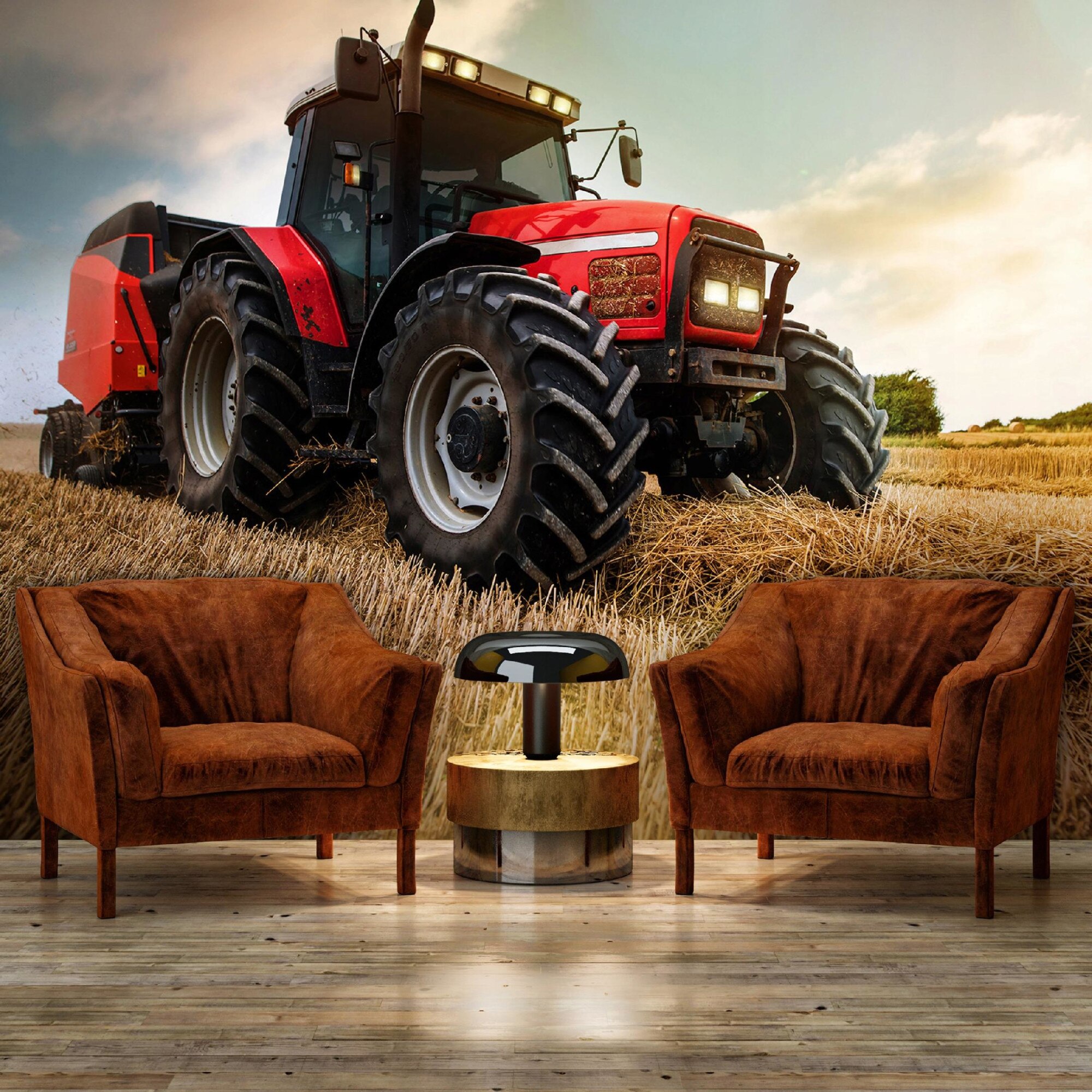 Fototapet Tractor Peisaj Natura 368x254 cm, Modern Vlies Tapet, Camera ...