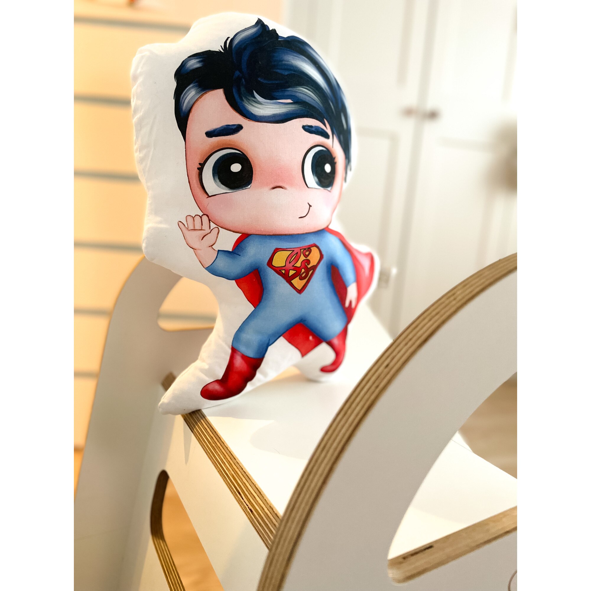 Perna bebe Superhero boy, alb, 40×30 cm - eMAG.ro