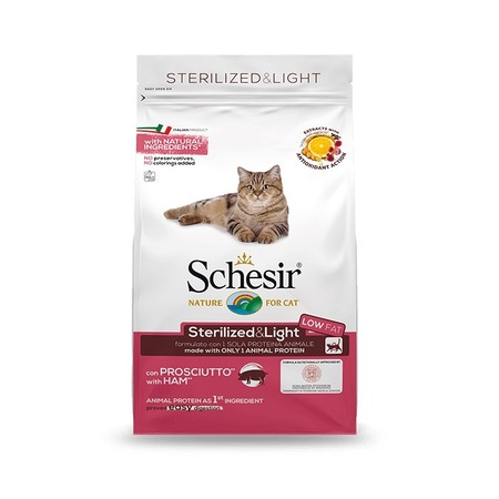 Храна за кастрирани котки Schesir Sterilized and Light, С прошуто, 1.5кг - eMAG.bg