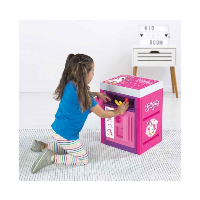 Frigider de jucarie, Accesorii, Design realist, Plastic, 3+ ani, Roz ...