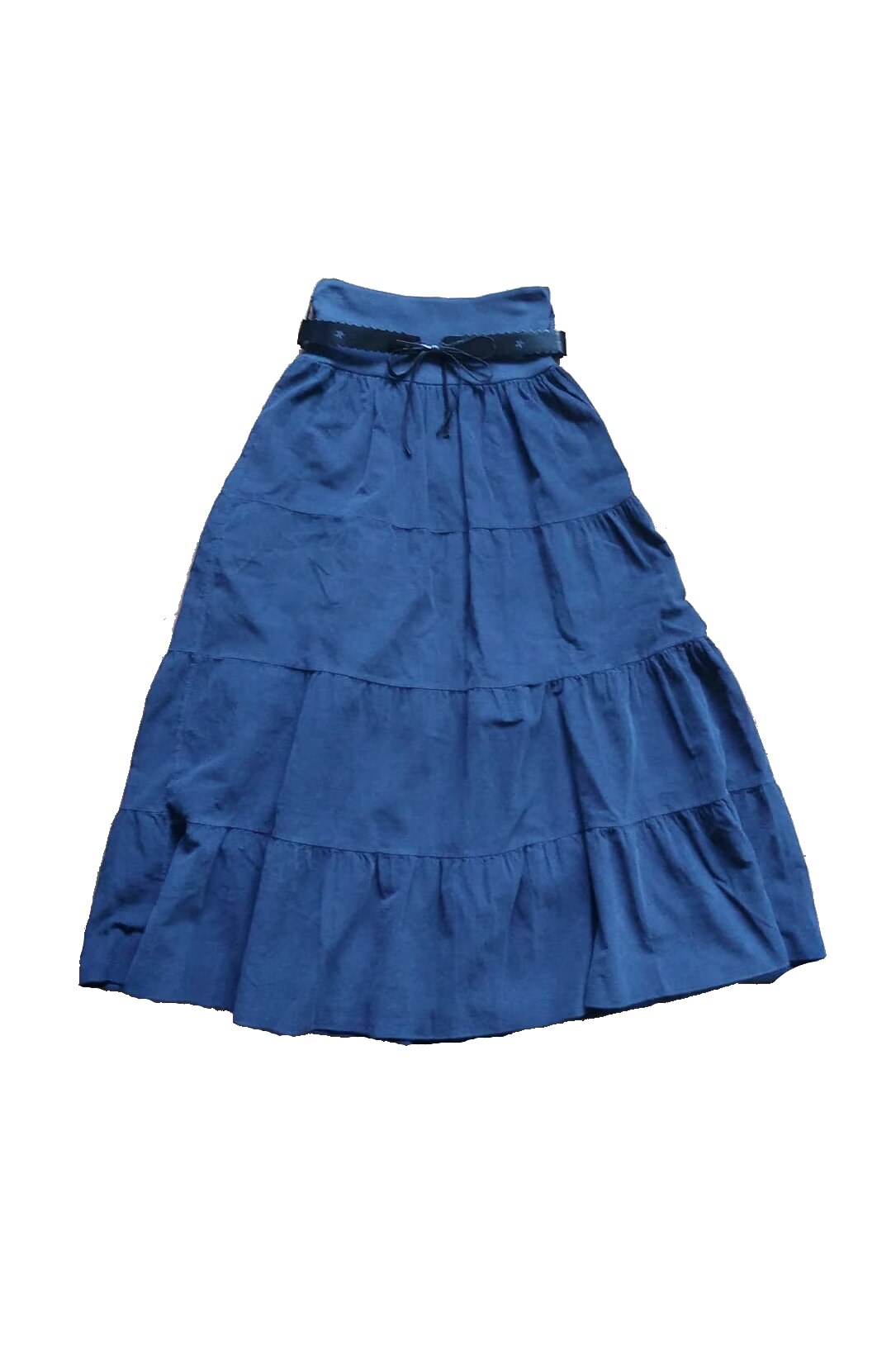 Fusta din catifea subtire raiata, culoarea bleumarin, Marimea L - eMAG.ro