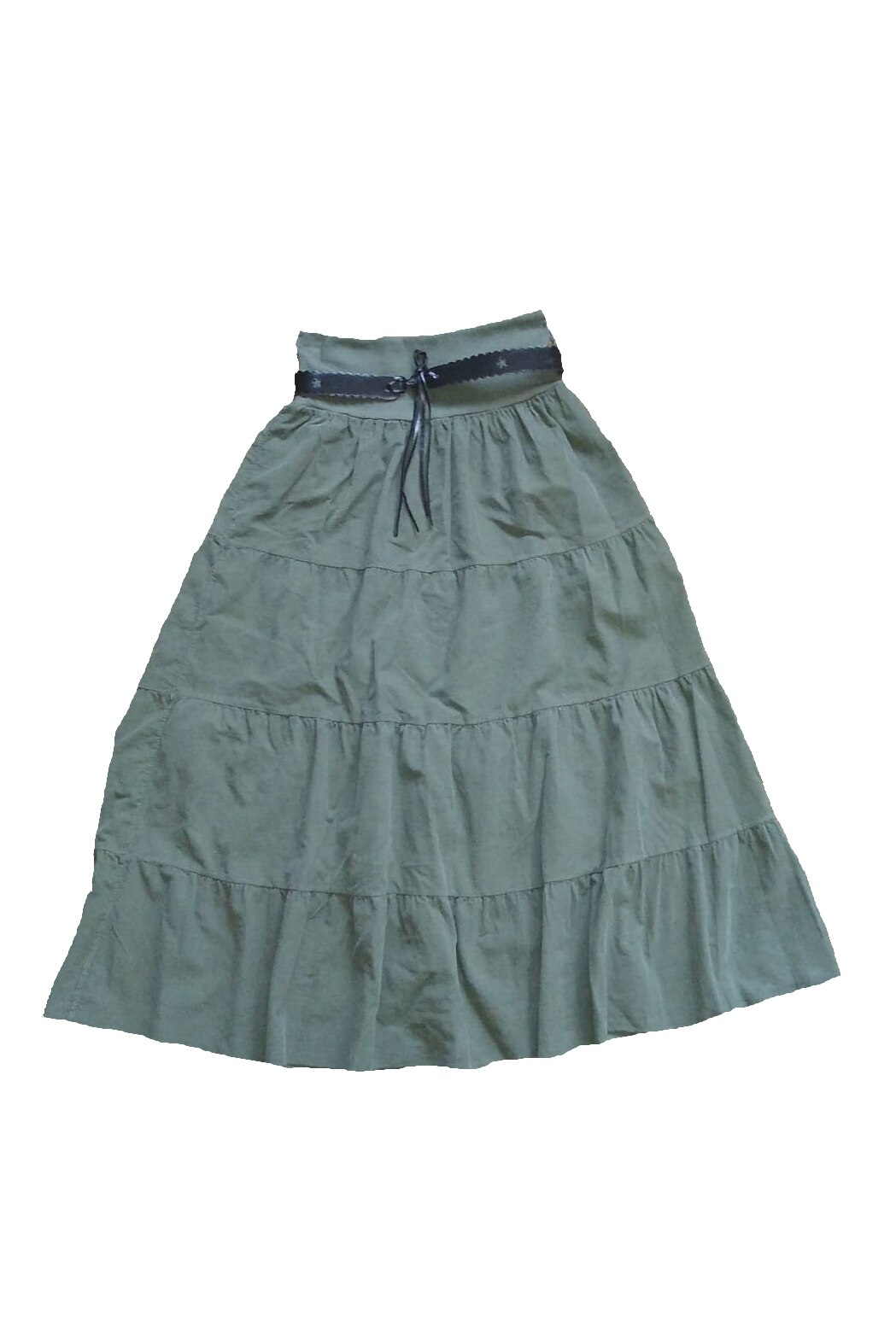 Fusta din catifea subtire raiata, culoarea kaki, Marimea L - eMAG.ro